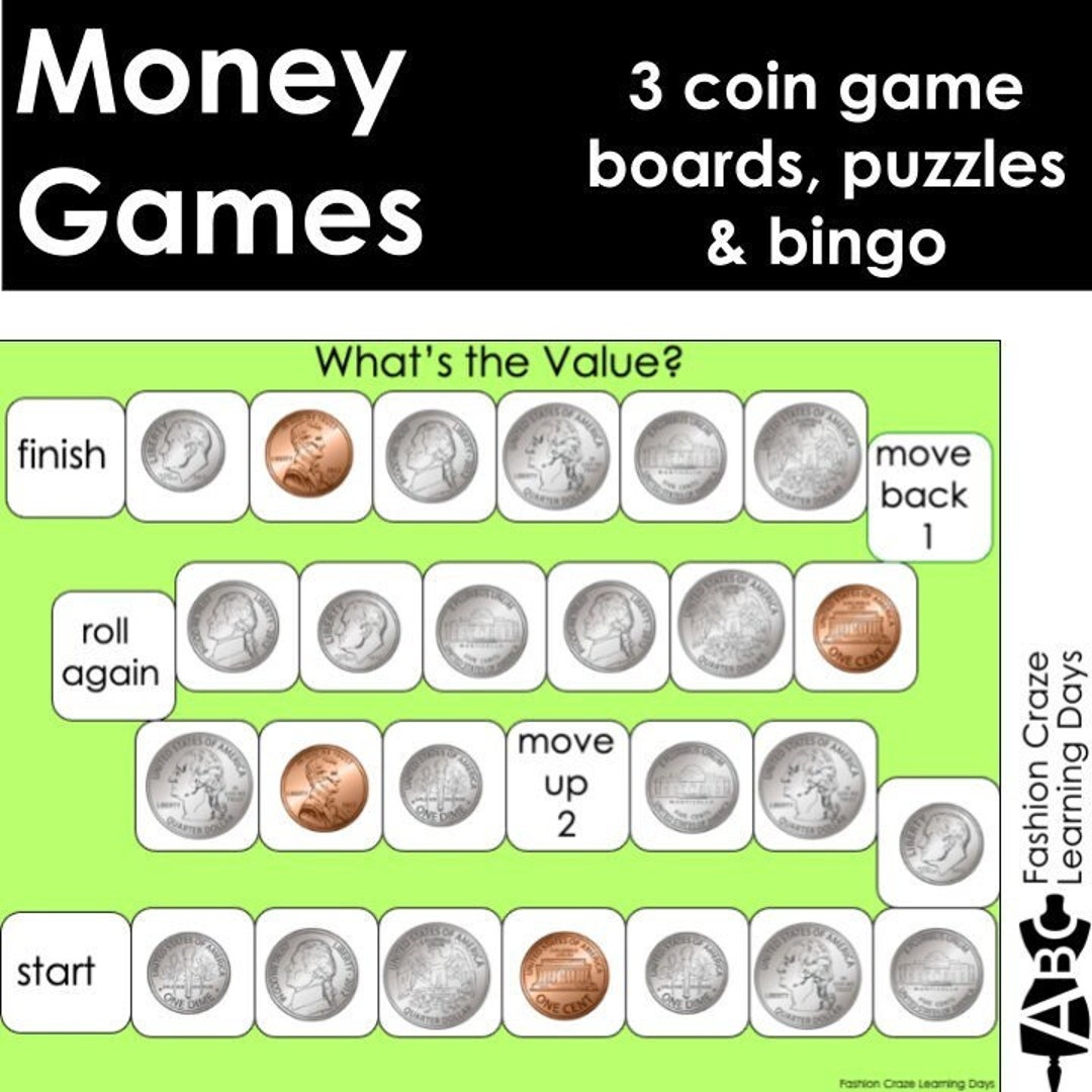 Coin Activities & Games With Names + Values Penny, Nickel, Dime ...
