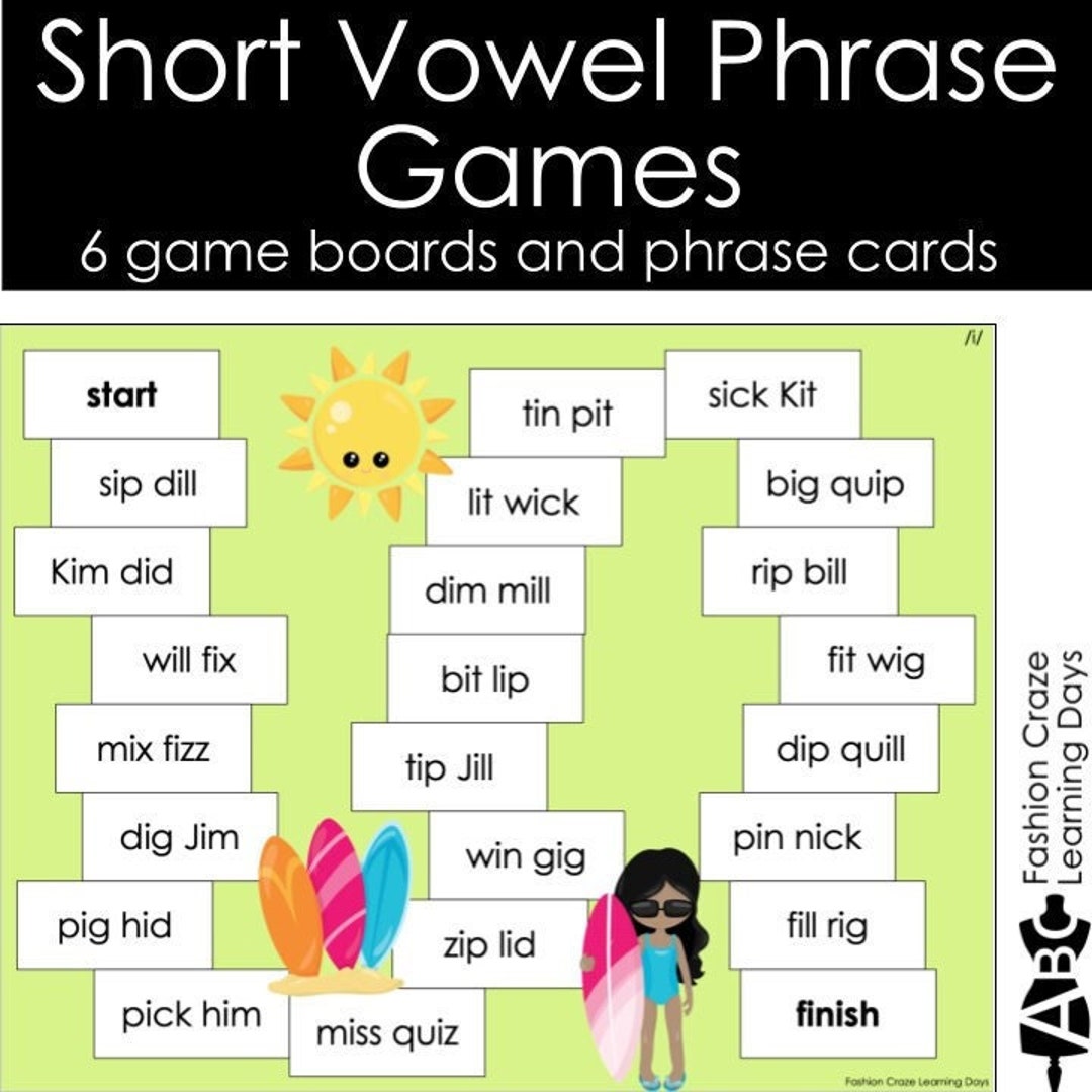 Short Vowel Phrase Games Short Vowels Phonics Games - Etsy España