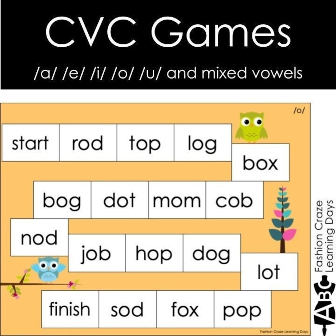 Short Vowel CVC Game Boards - Etsy