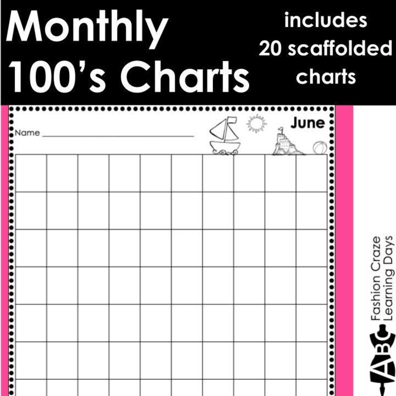 100's Chart Activities Monthly 100's Chart Book for K-1 - Etsy