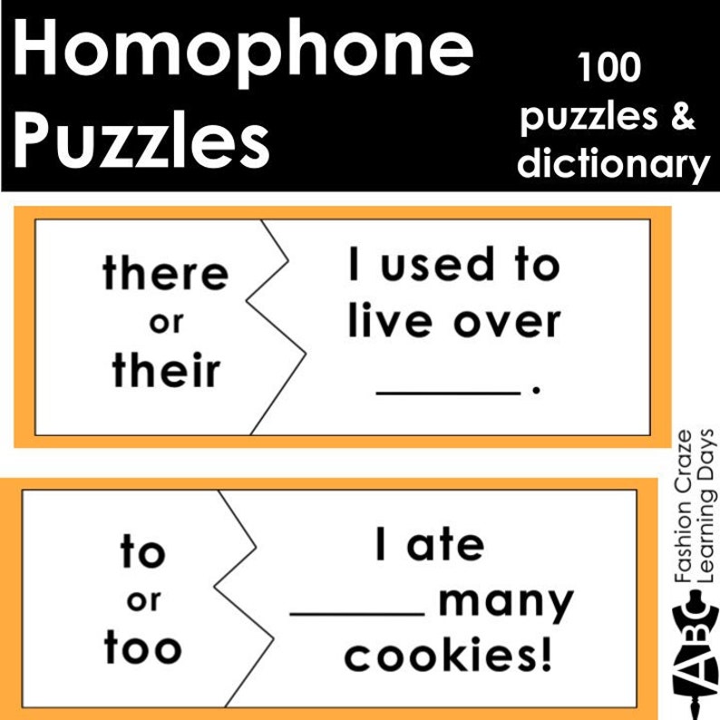 Homophones Puzzles - Grammar Activities - Etsy