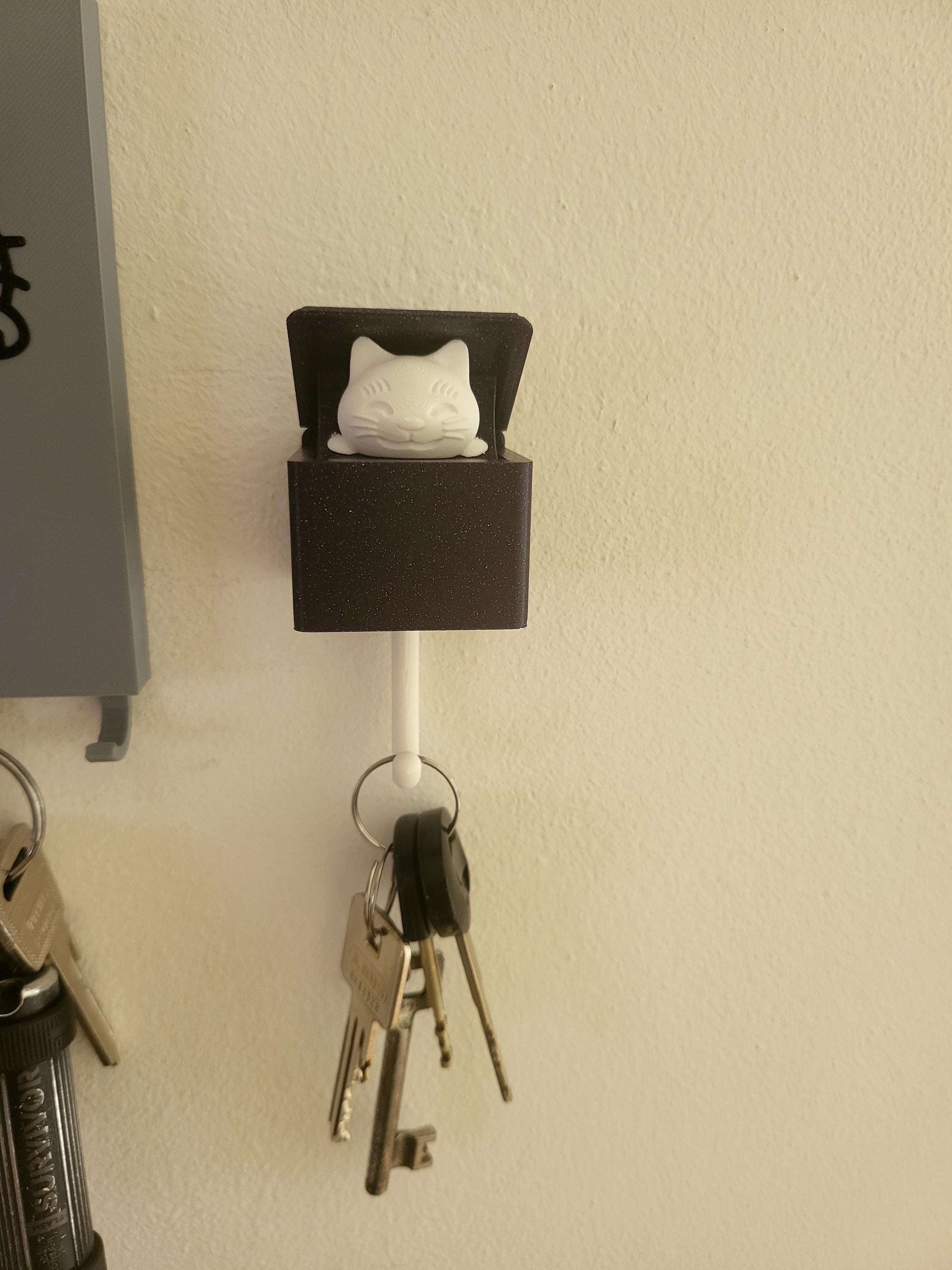 Cat Tail Key Hook Box 3D Printed Cute Key Holder With Pop-up Cat Head ...