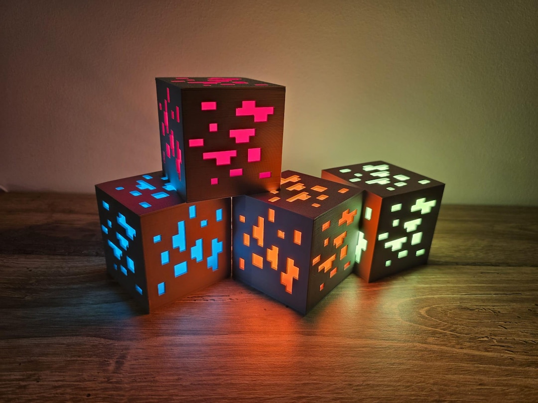 Minecraft Ore Block Lamp USB Powered Blue, Green, Red, Orange USB ...