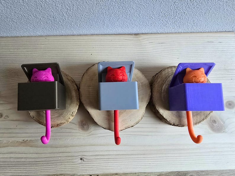 Cat Tail Key Hook Box 3D Printed - Cute Key Holder With Pop-up Cat Head ...