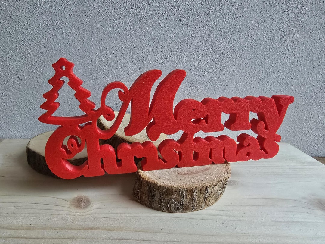Festive 'merry Christmas' Sign 3D Printed Perfect for Holiday ...