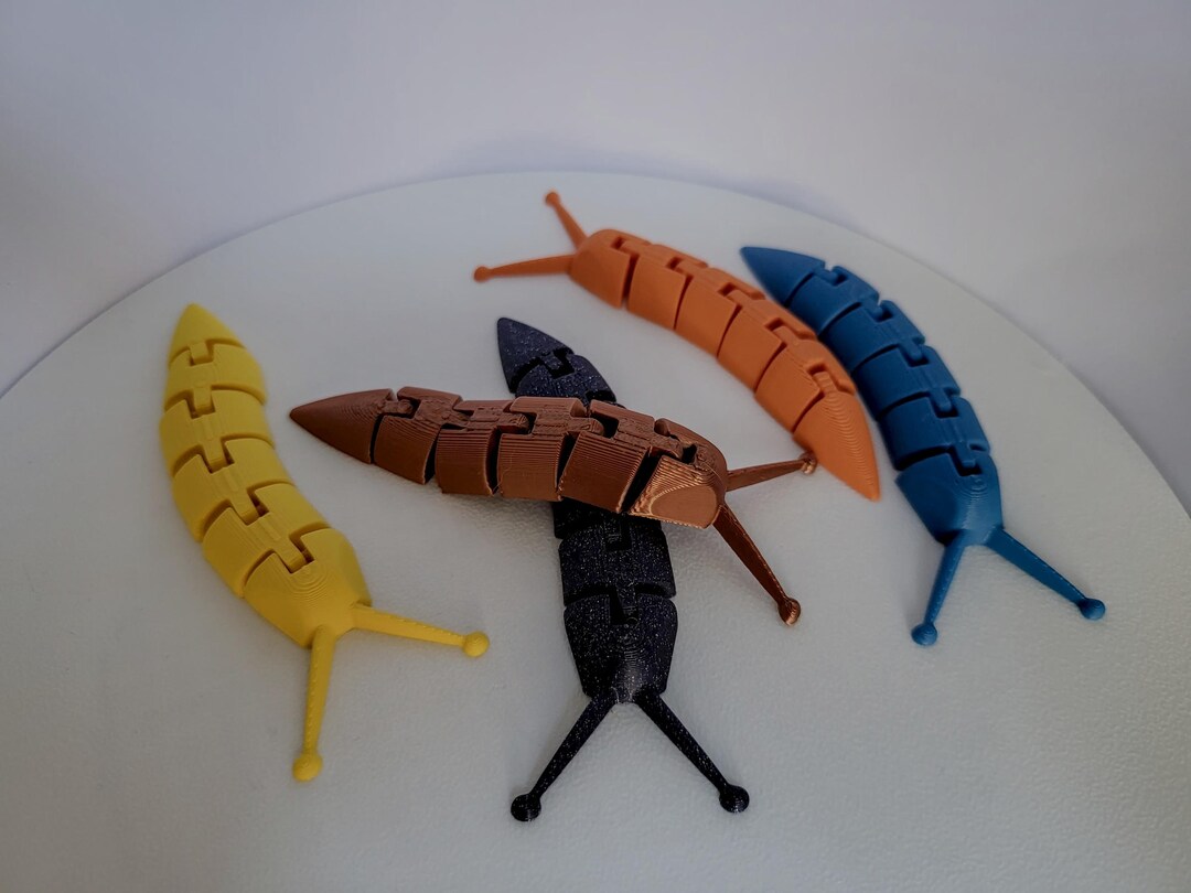 Set of 2 Flexible 3D Printed Slug Fidget Toy Fun Desk Accessory for ...