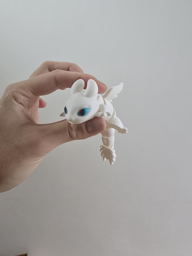 Articulated White Dragon 3D Printed – Cute Flexi Fantasy Figurine ...