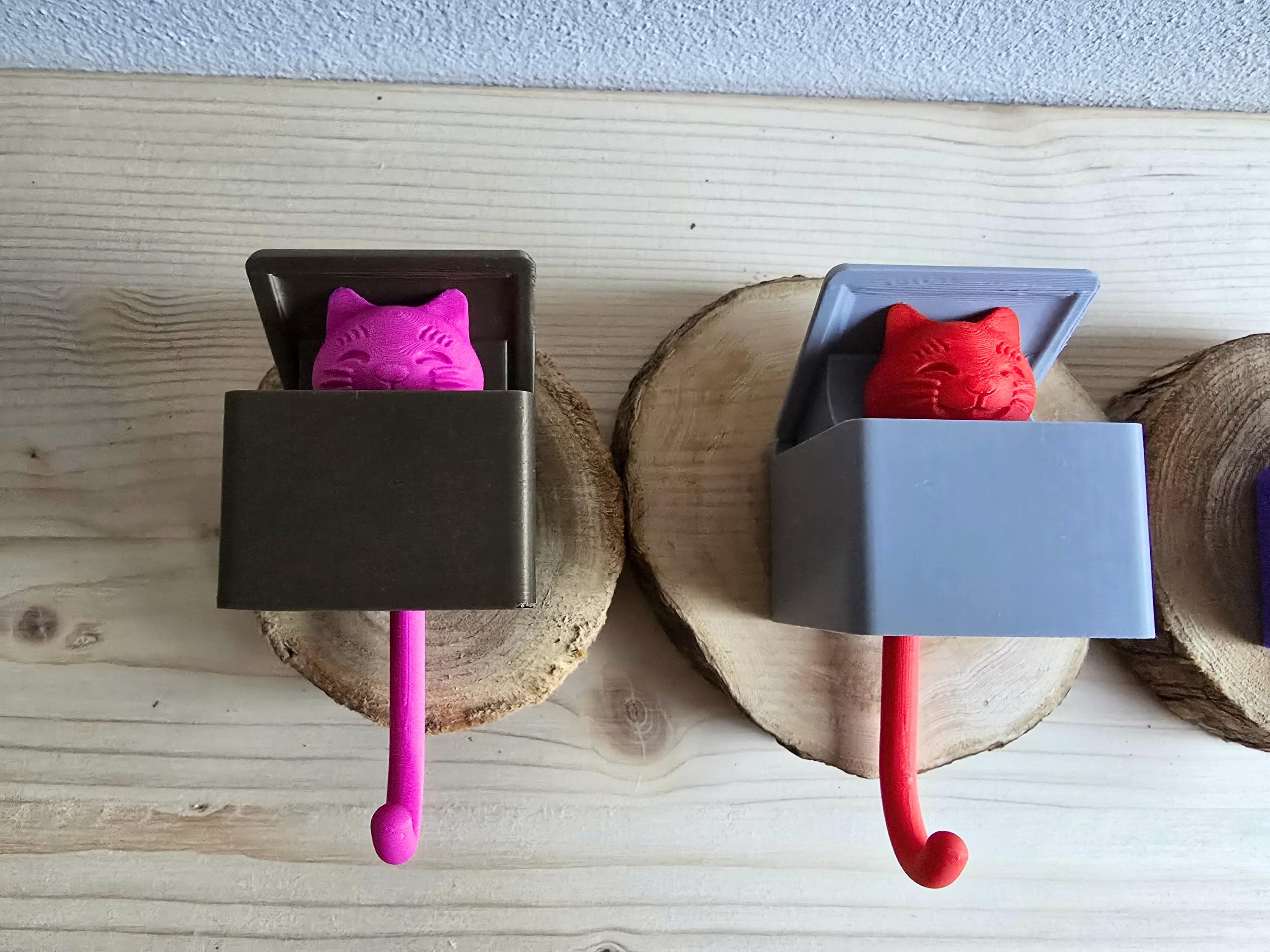 Cat Tail Key Hook Box 3D Printed - Cute Key Holder With Pop-up Cat Head ...