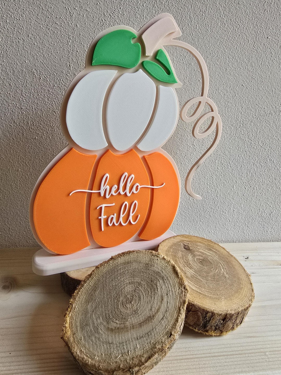 3D Printed Fall Decoration hello Fall Pumpkin Sign - Etsy