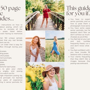 Senior Portrait Posing PDF Guide, Photography Course Guide, Education ...