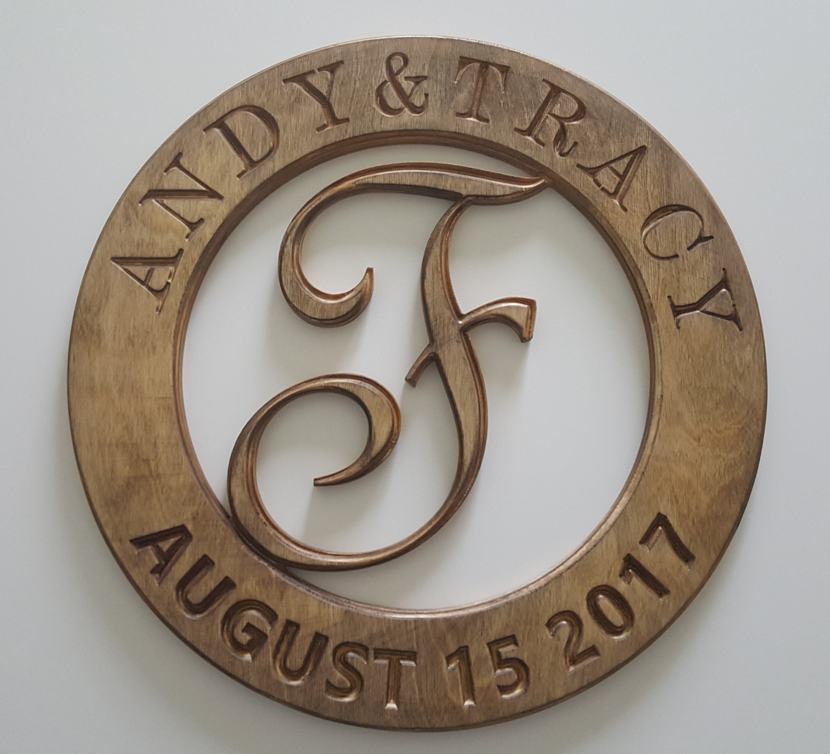 Personalized Round Monogram Design With Family Name, Couple's Name, and ...