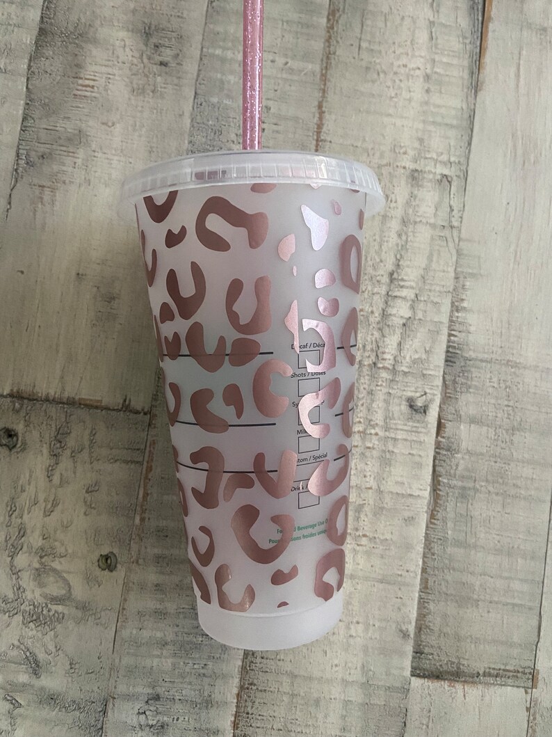 Rose Gold Cheetah Starbucks Cold Cup Venti Cold Cup Cheetah - Etsy