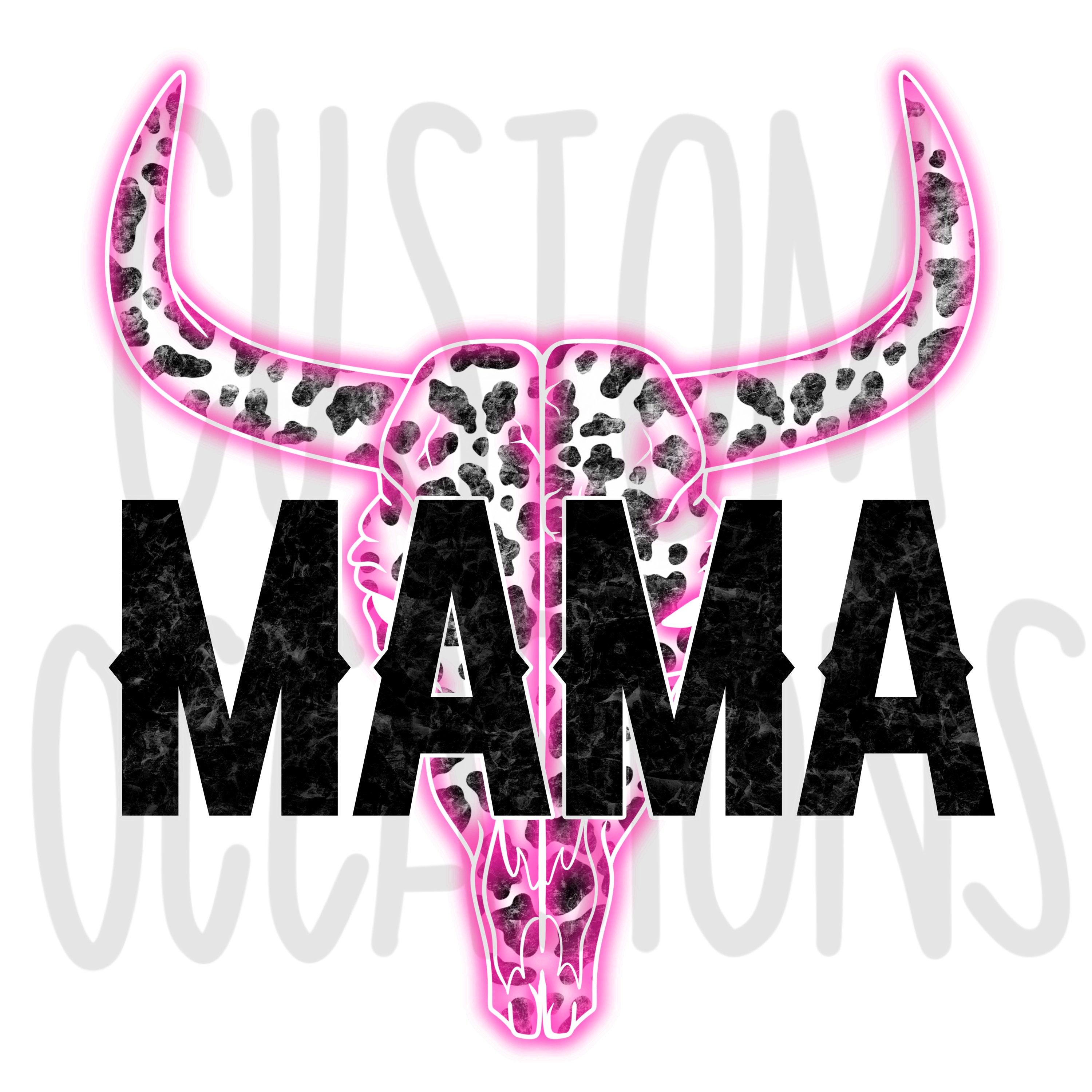 Cow Print Longhorn Bull Skull Mama PNG - Etsy