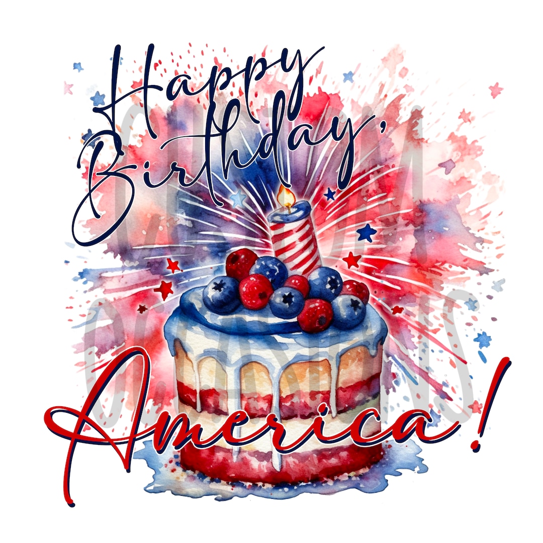 Happy Birthday America Patriotic Fourth of July PNG - Etsy