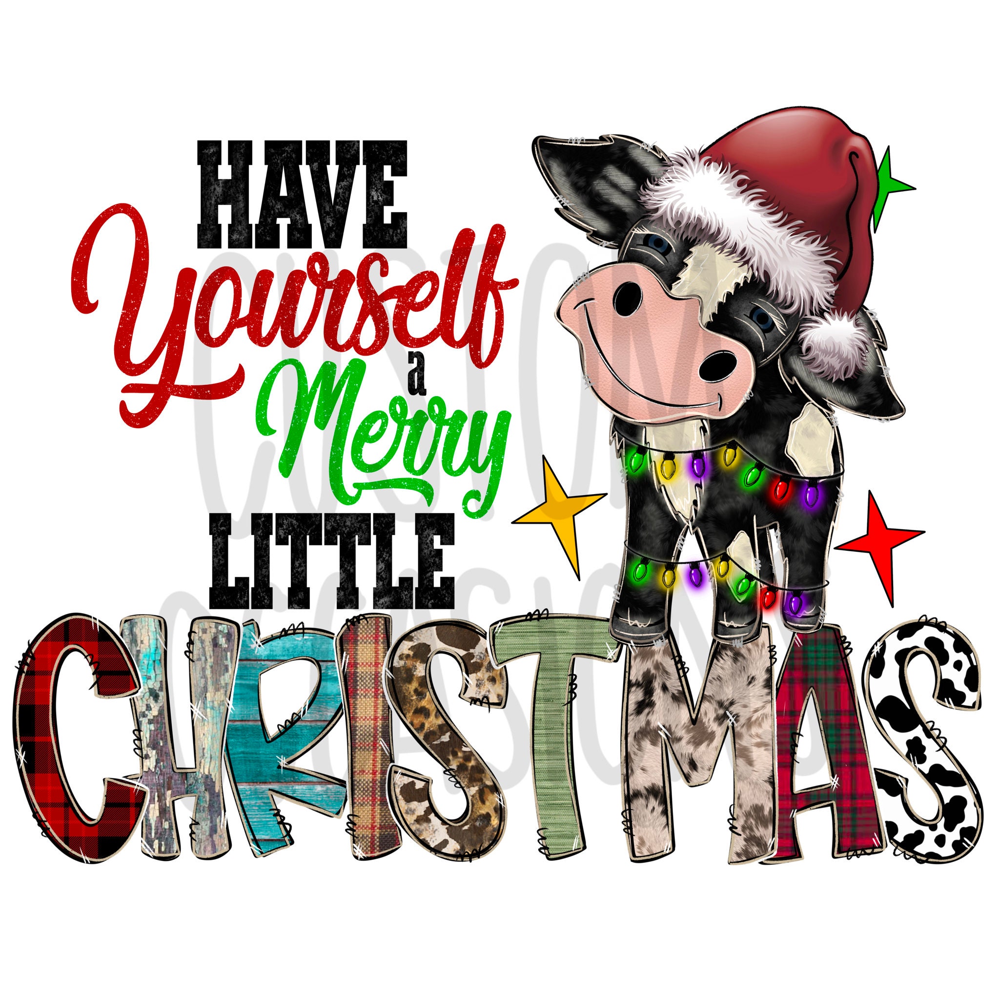 Merry Little Christmas Calf PNG - Etsy