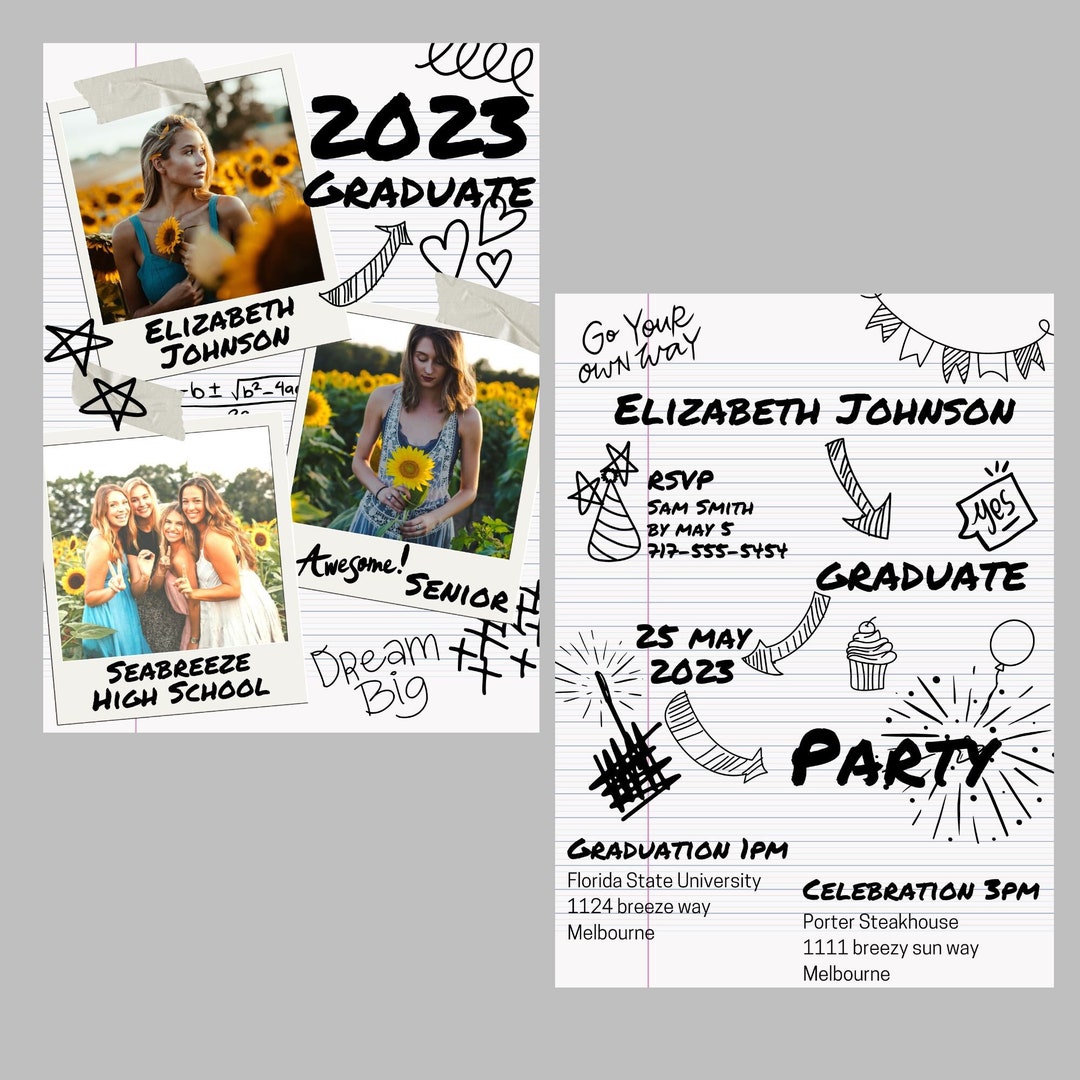 2023 Graduation Invitation | Announcement | Canva Invite Template ...