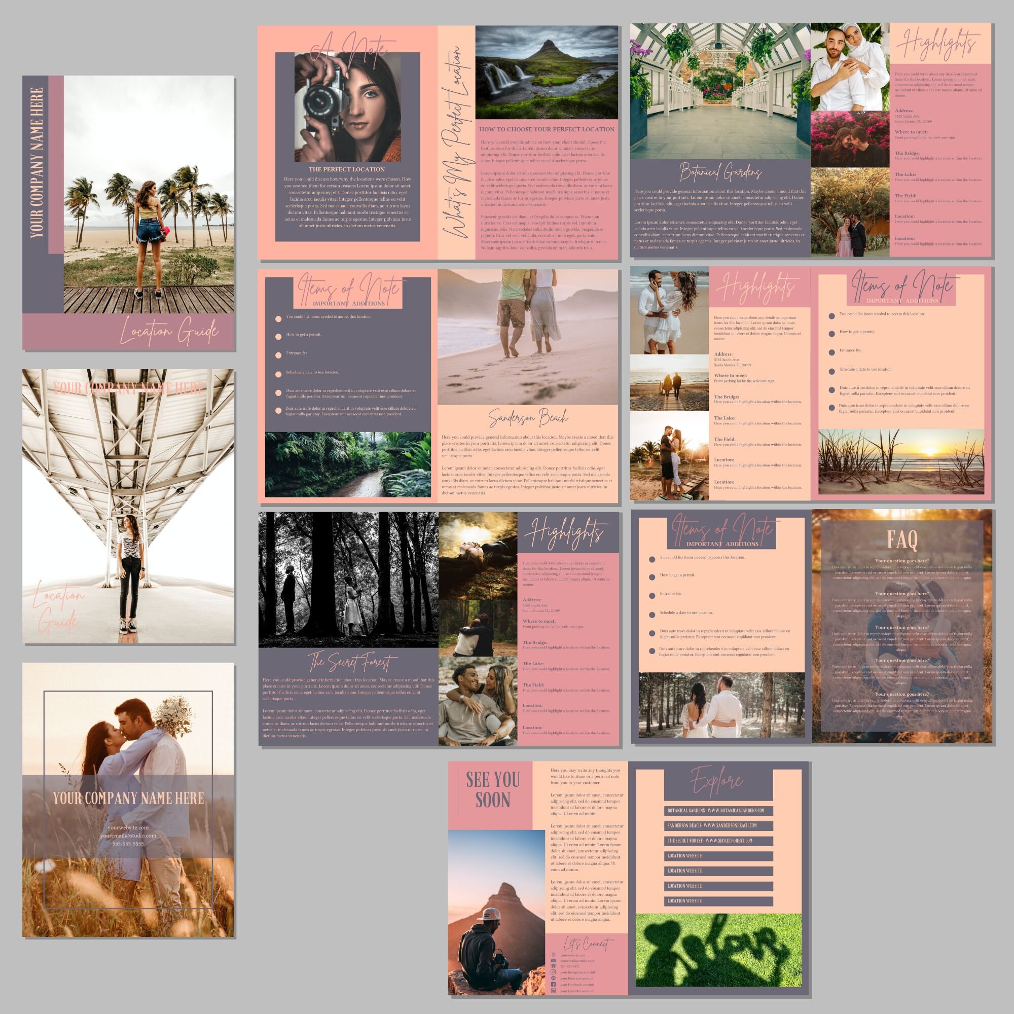 Photography Location Guide | Canva Template | Location Book | Client ...