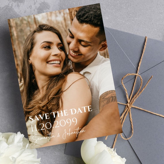 Save The Date Card Save The Date Template With Photo Etsy