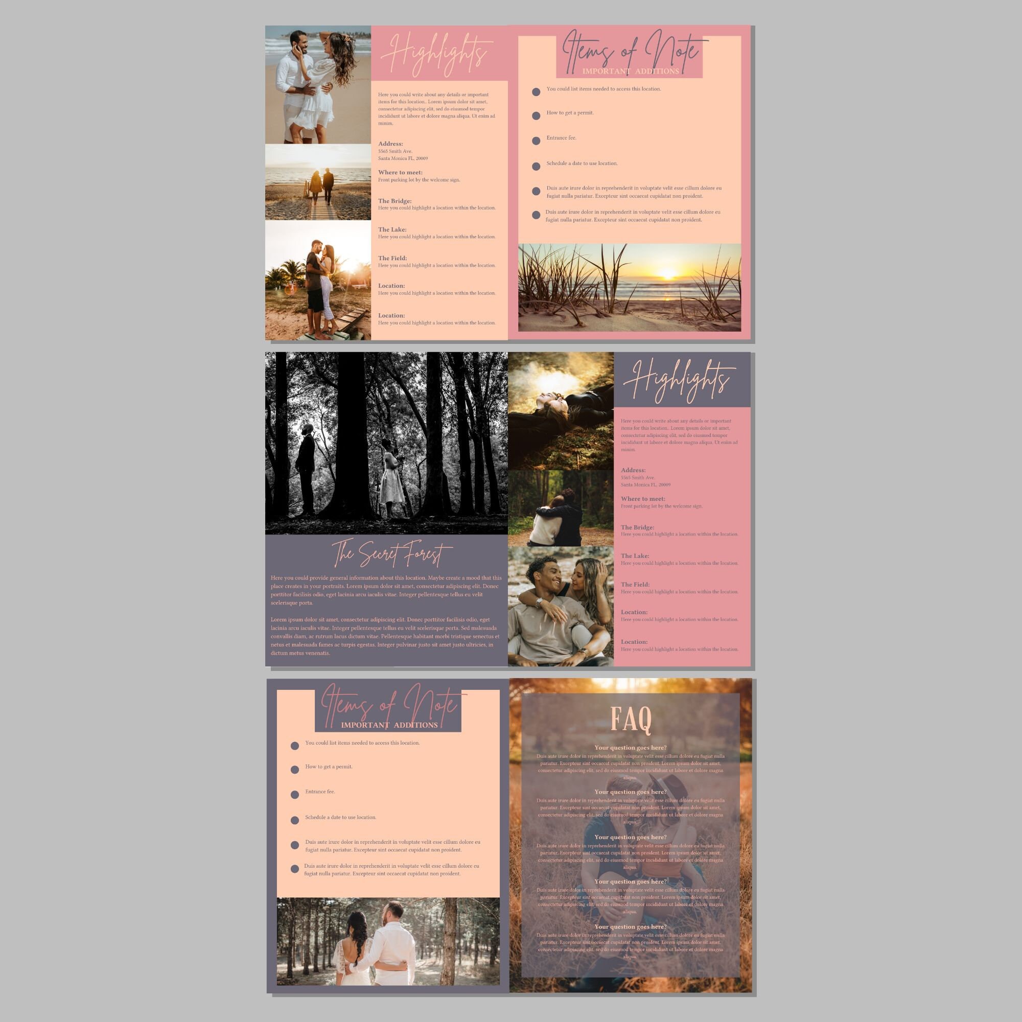 Photography Location Guide | Canva Template | Location Book | Client ...