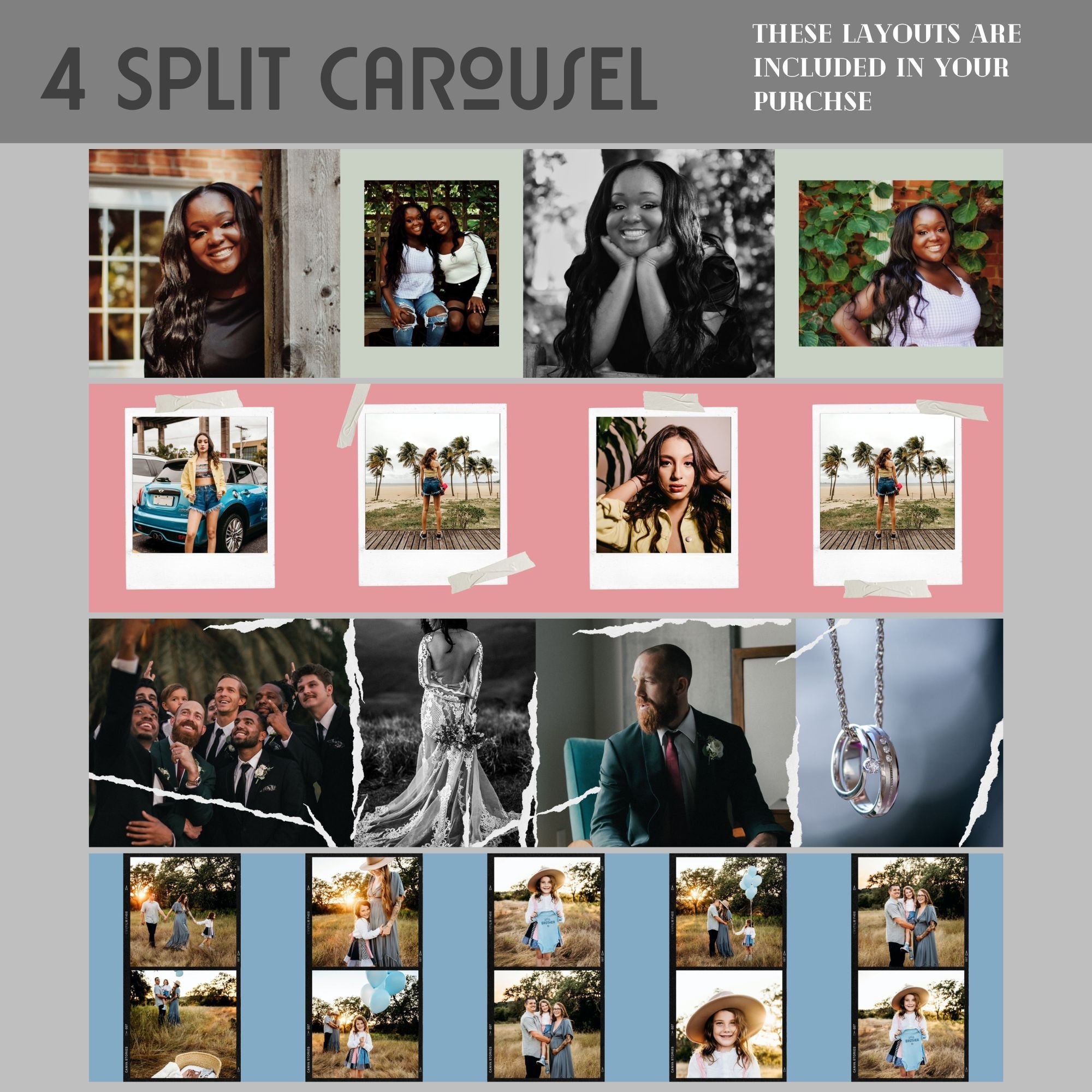 Carousel Instagram Template | Instagram Carousel Template Photography | Photo Collage Template ...