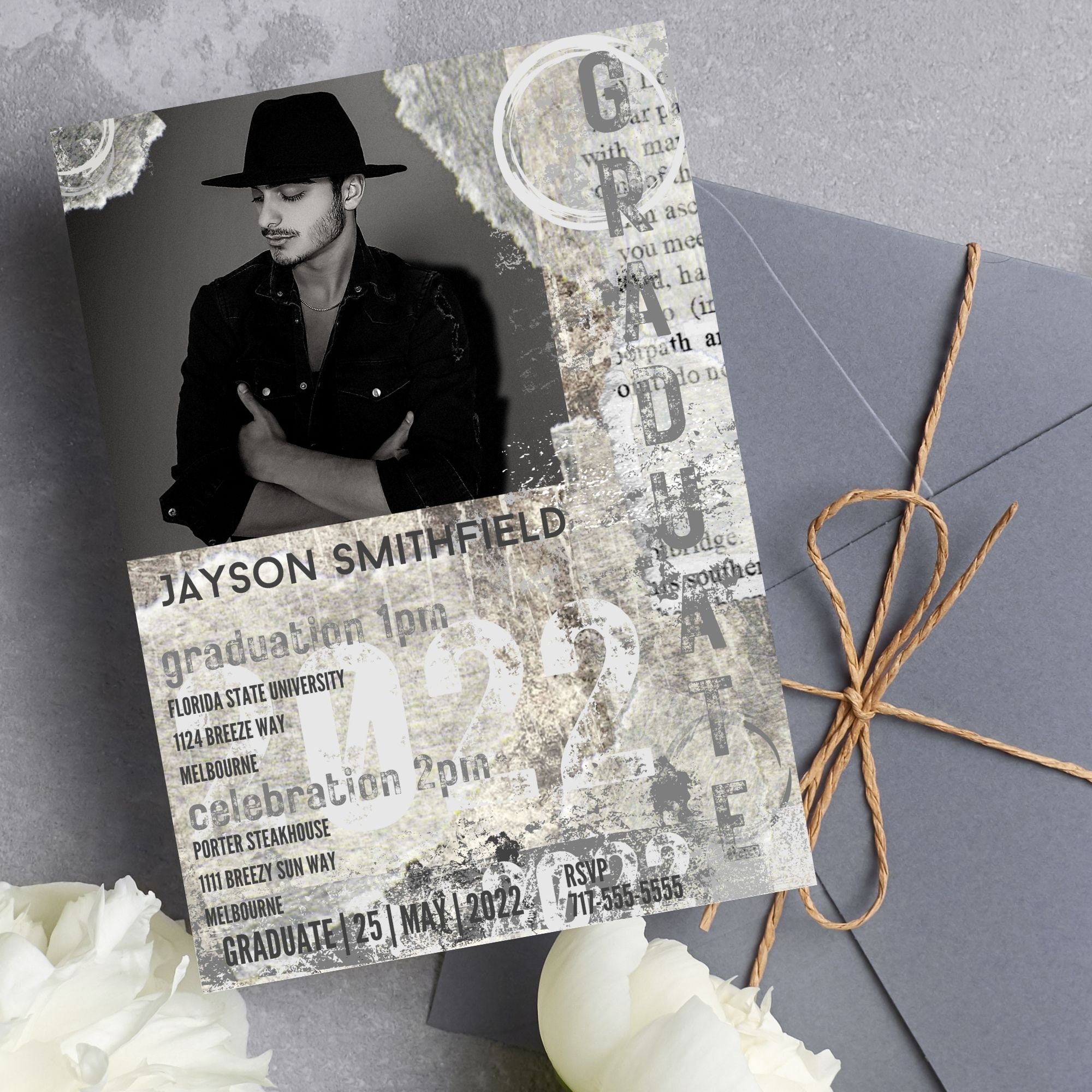 2022 Graduation Invitation Announcement Canva Invite Template Photo ...