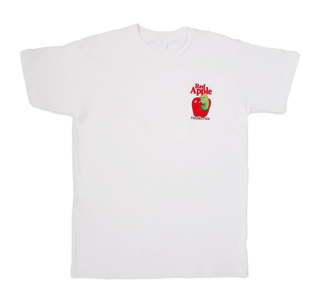 Red Apple Embroidered T-shirt - Etsy