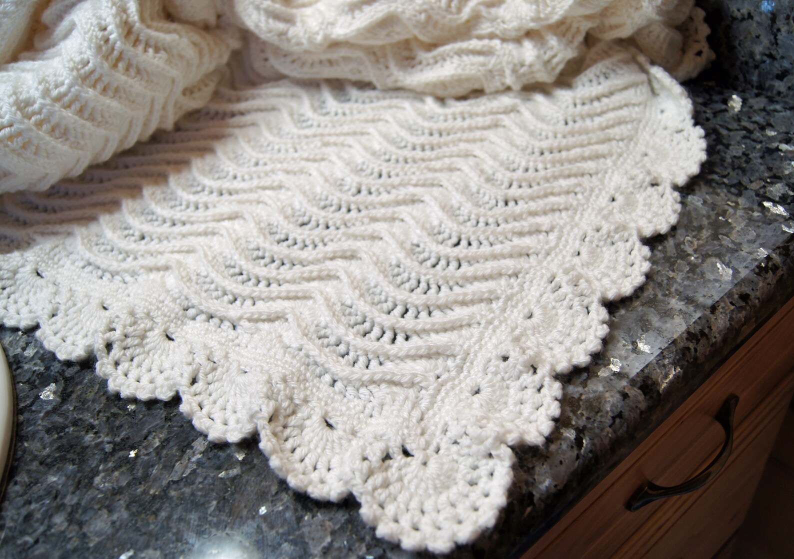 White Wave Crochet Baby Blanket, Christening or Baptism Blanket - Etsy