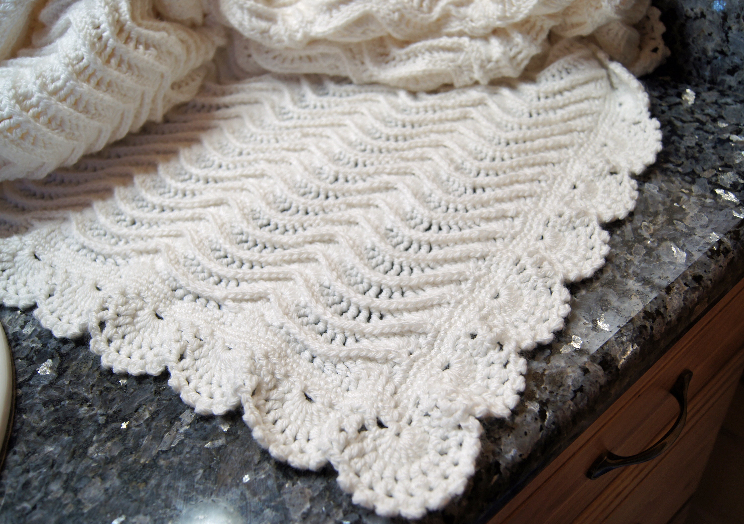 White Wave Crochet Baby Blanket, Christening or Baptism Blanket - Etsy