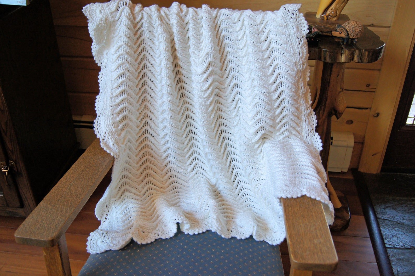 White Wave Crochet Baby Blanket, Christening or Baptism Blanket - Etsy