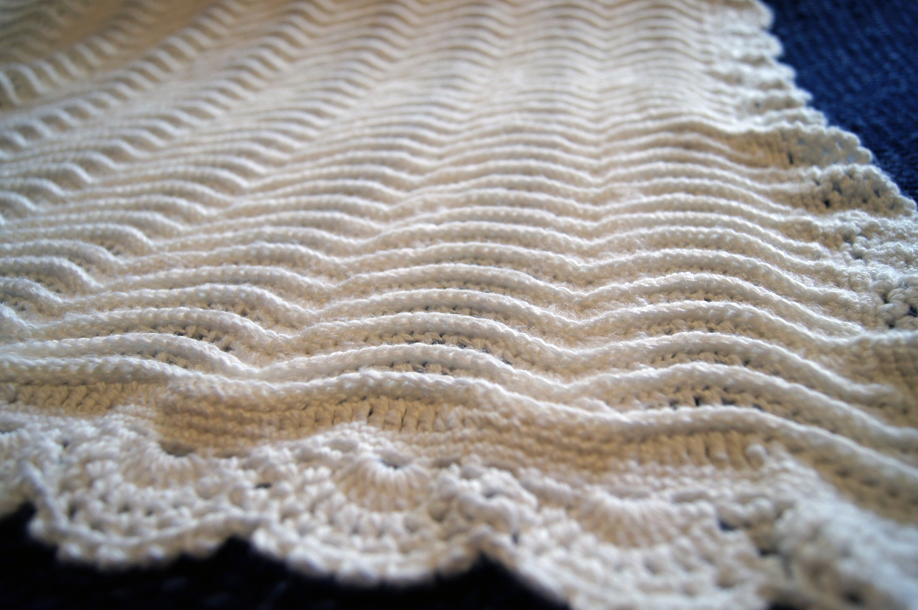 White Wave Crochet Baby Blanket, Christening or Baptism Blanket - Etsy