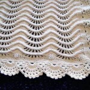 White Wave Crochet Baby Blanket, Christening or Baptism Blanket - Etsy