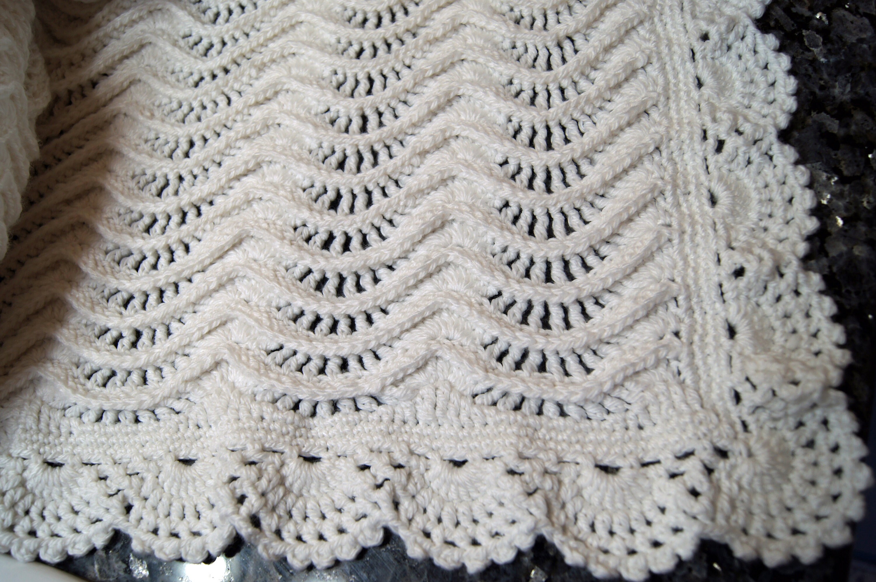 White Wave Crochet Baby Blanket, Christening or Baptism Blanket - Etsy