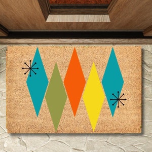 Mid Century Modern Doormat, 1950s Inspired Welcome Mat, Retro Front ...