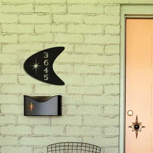 Mid Century Atomic Metal House Number Sign, Modern Vertical Address ...