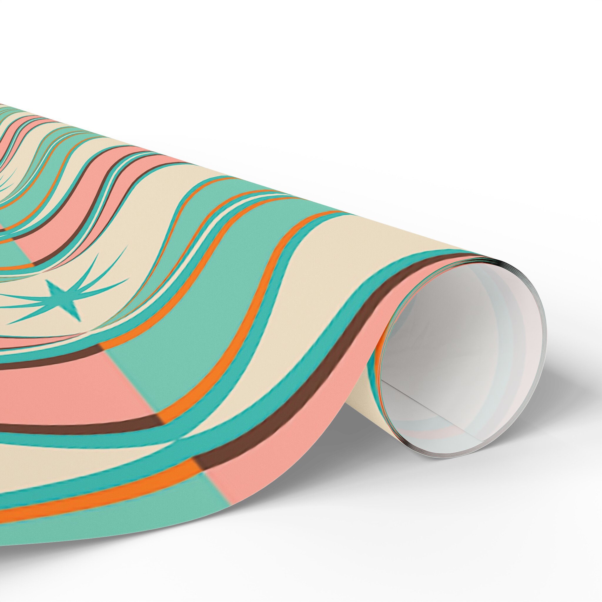Atomic Starburst Retro Wrapping Paper, Mid Century Modern Atomic ...