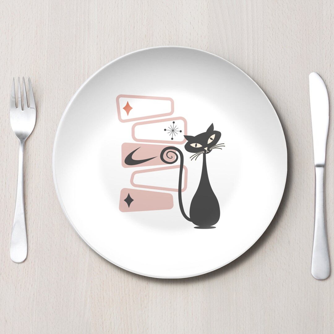 Atomic Cat Plate, Atomic Cat Cookie Plate, Mid Century Modern ...