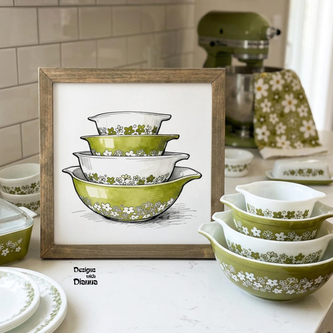 Pyrex Spring Blossom Wall Art Vintage Pyrex Kitchen Art Retro Pyrex ...