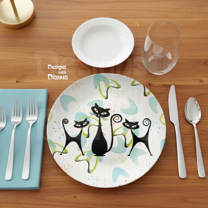 Dinner Plates With Cat - Etsy
