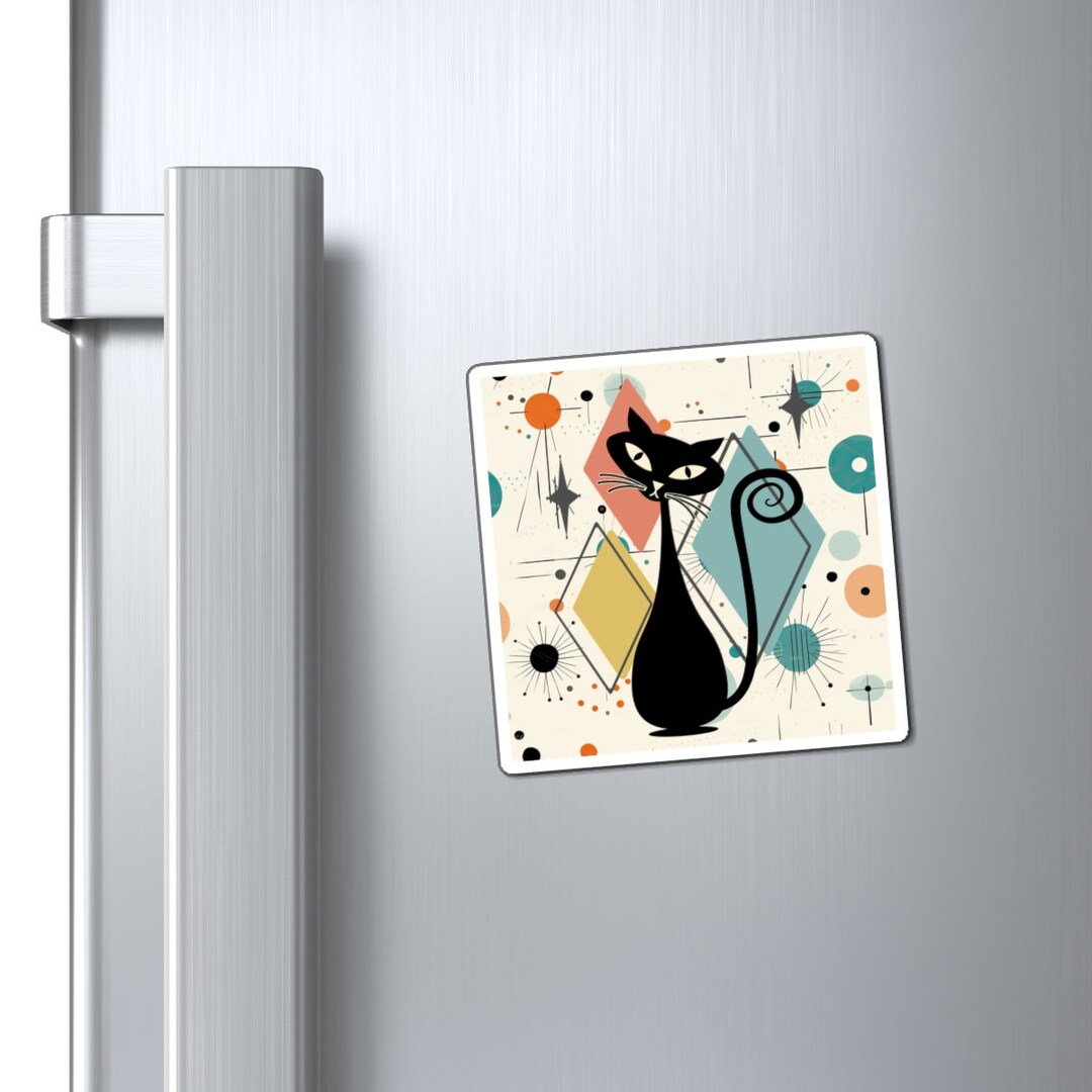 Mid Century Modern Atomic Cat Fridge Magnet, Vintage Style Cat Fridge ...