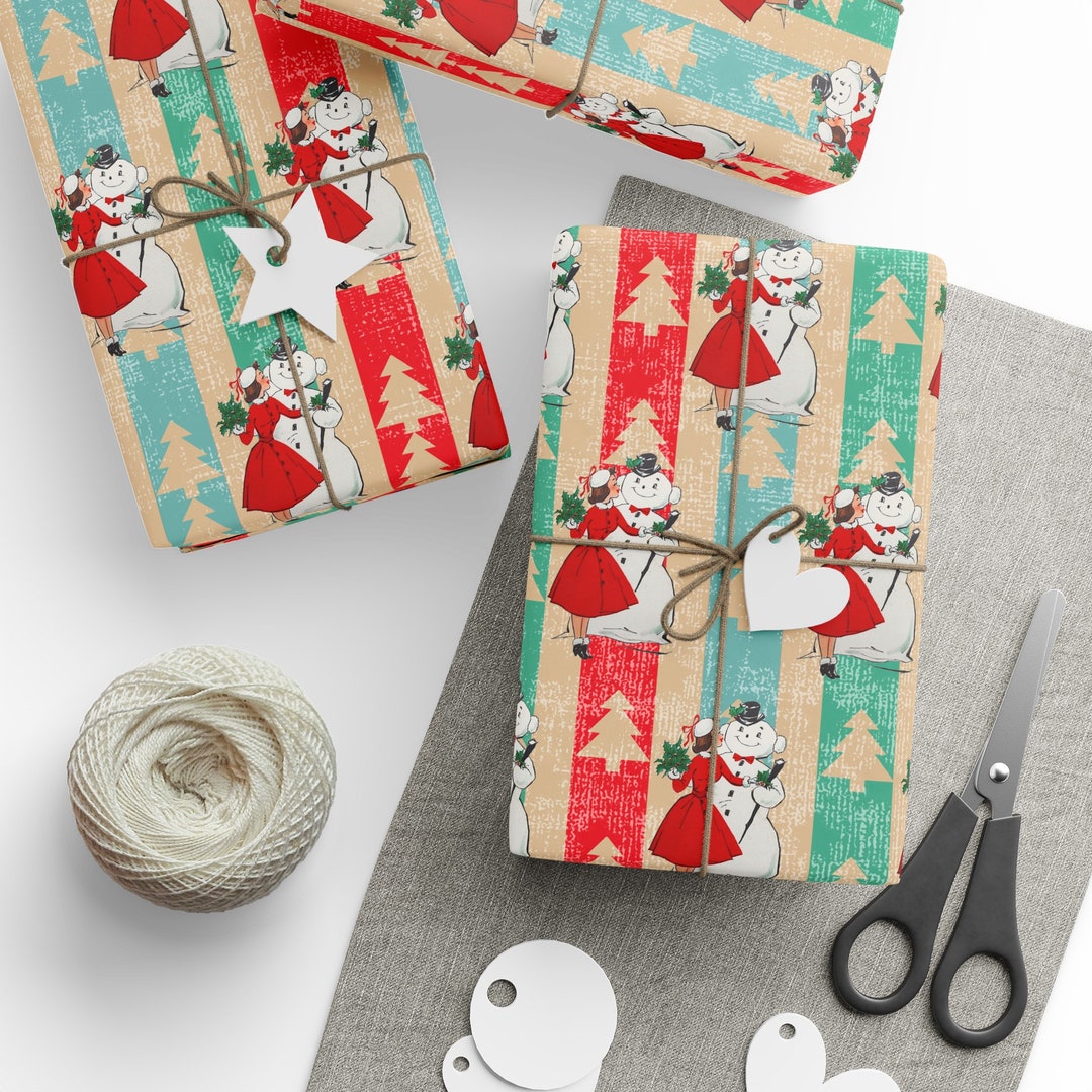 1950s Retro Vintage Christmas Wrapping Paper, Vintage 1950s Wrapping ...