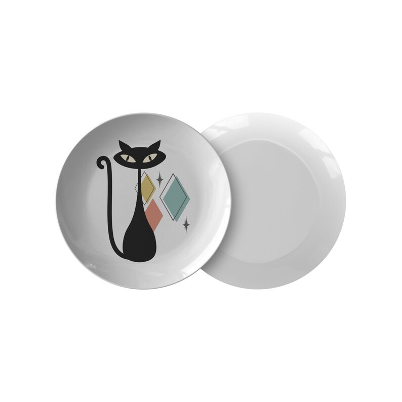 Atomic Cat Dinner Plate With Starbursts, Retro Atomic Cat Dinnerware - Etsy