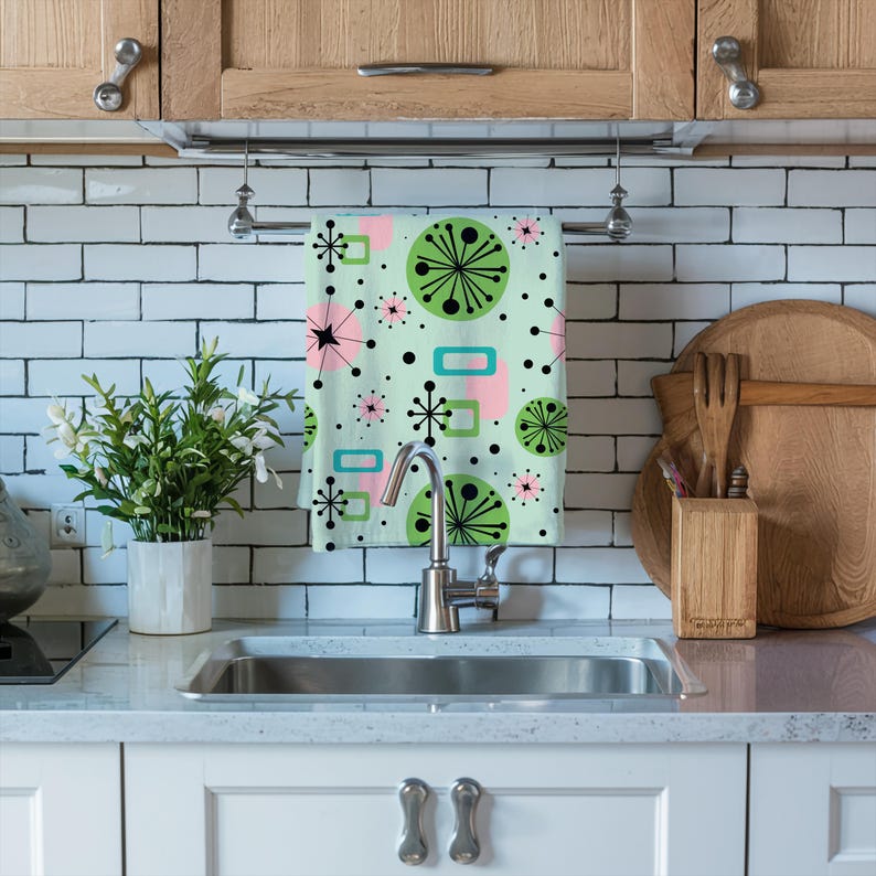 1950s Retro Kitchen Tea Towel Mid Century Modern Kitchen Chef Gift ...