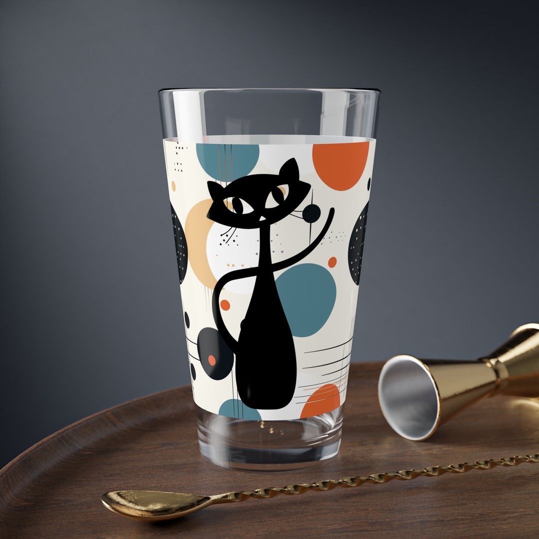 Atomic Cat Cocktail Glass, Atomic Black Cat Glassware, Atomic Cat ...