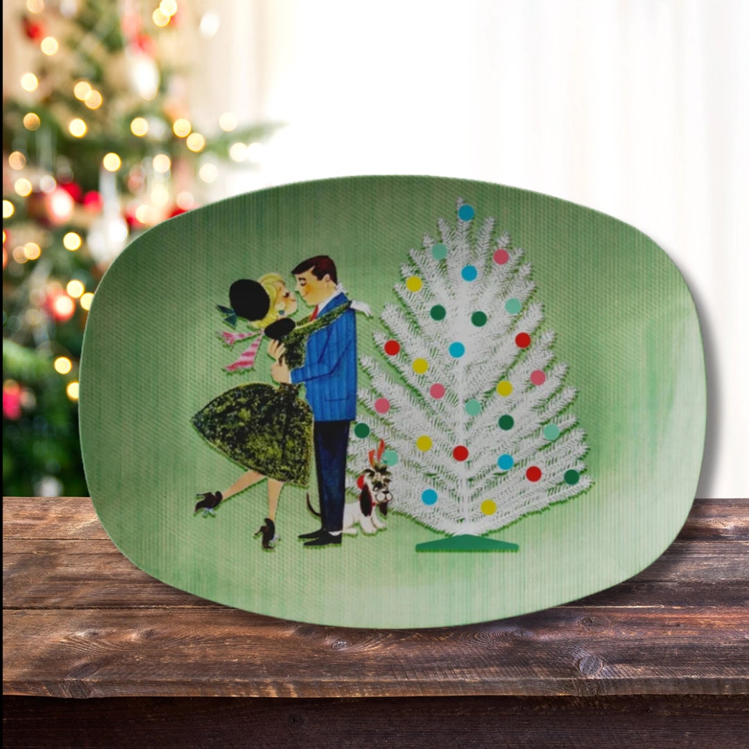 Retro Fun 1950s Kitsch Christmas Platter, Atomic Holiday Serving Tray ...