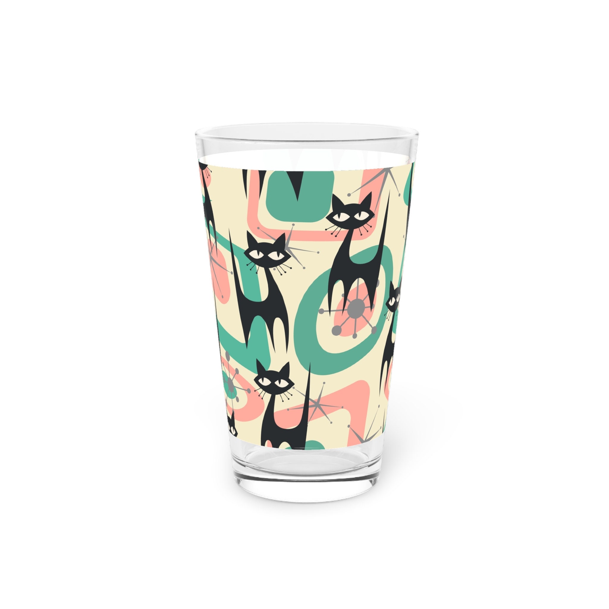 Atomic Cat Glassware MCM Cat Drinking Glasses Black Cat Mid Century ...