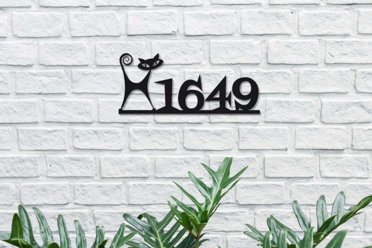 Mid Century Atomic Metal House Number Sign, Modern Address Sign ...