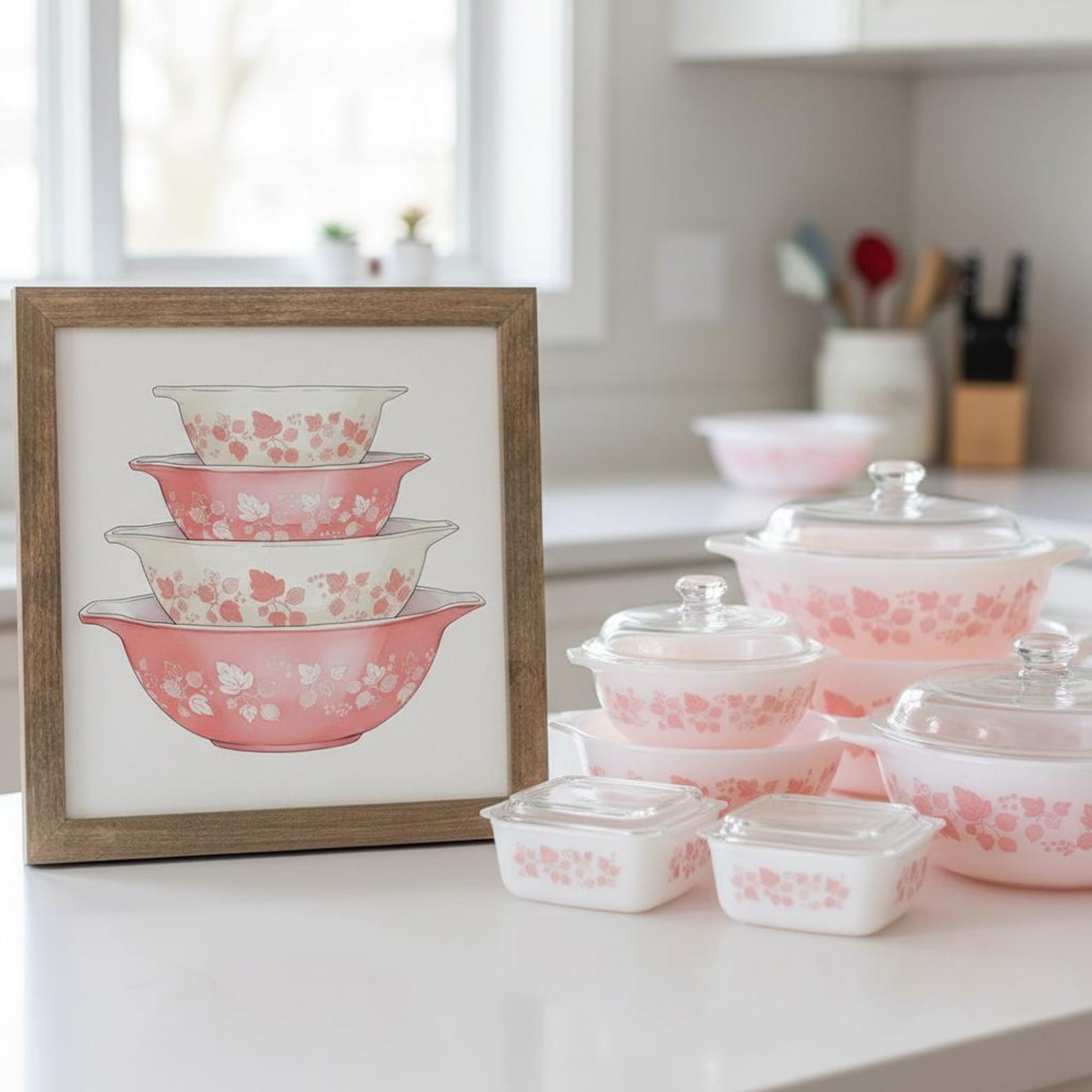 Pyrex Gooseberry Framed Art Retro Kitchen Wall Decor Vintage Pyrex ...