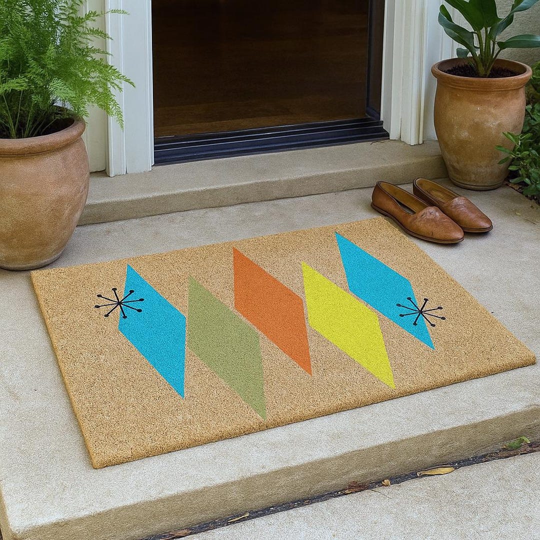 Mid Century Modern Doormat, 1950s Inspired Welcome Mat, Retro Front ...