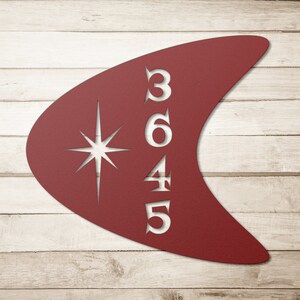 Mid Century Atomic Metal House Number Sign, Modern Vertical Address ...