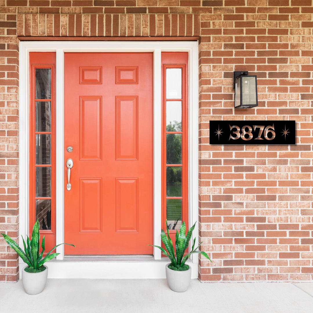 Mid Century Atomic Metal House Number Sign, Modern Address Sign ...